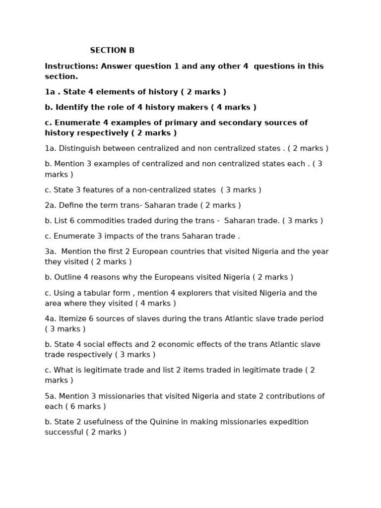 History JSS3 Section B First Term | PDF