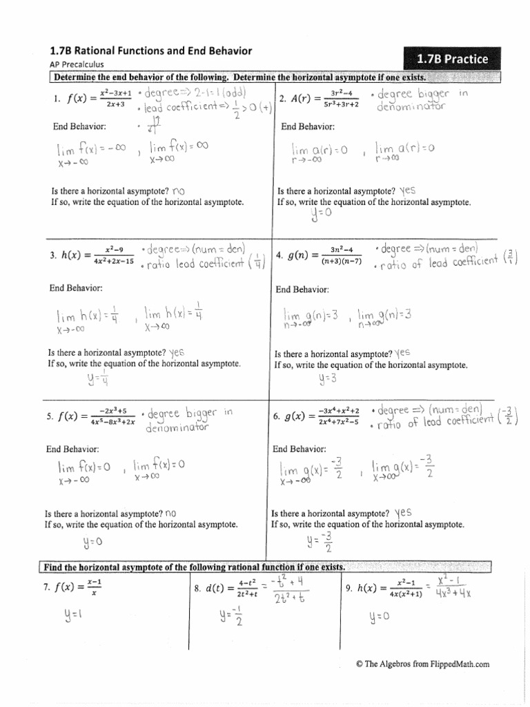 Unit 1B Polynomial and Rational Functions Study Guide Solutions | PDF