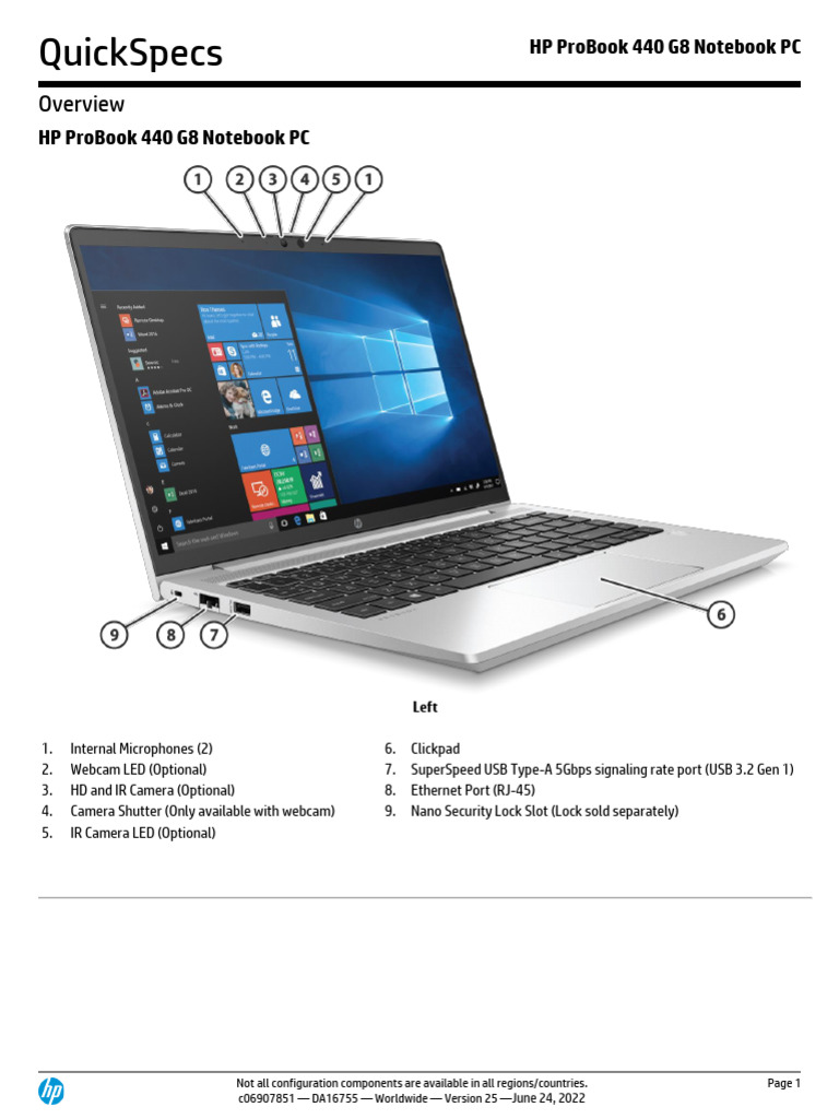 HP ProBook 440 G8 Notebook PC Brochure | PDF | Windows 10 | Usb