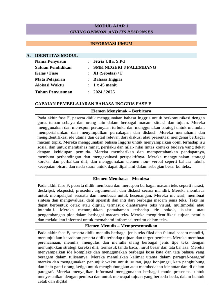 Modul Observasi Fitria Ulfa | PDF | Karier & Perkembangan