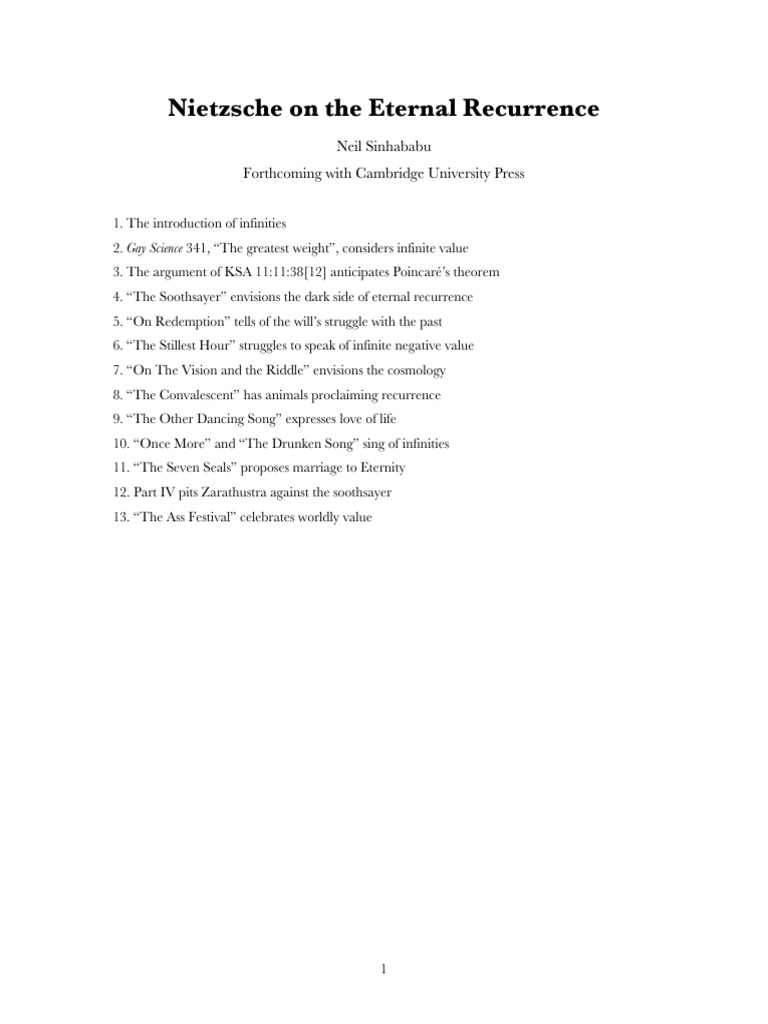 Nietzsche On The Eternal Recurrence: Neil Sinhababu Forthcoming With ...
