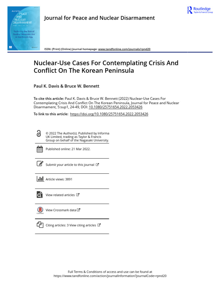 Nuclear-Use Cases For Contemplating Crisis and Conflict On The Korean ...