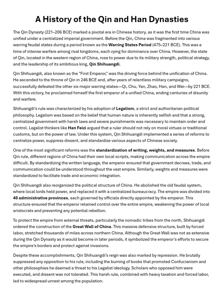 A History of The Qin and Han Dynasties | PDF | Han Chinese | Han Dynasty