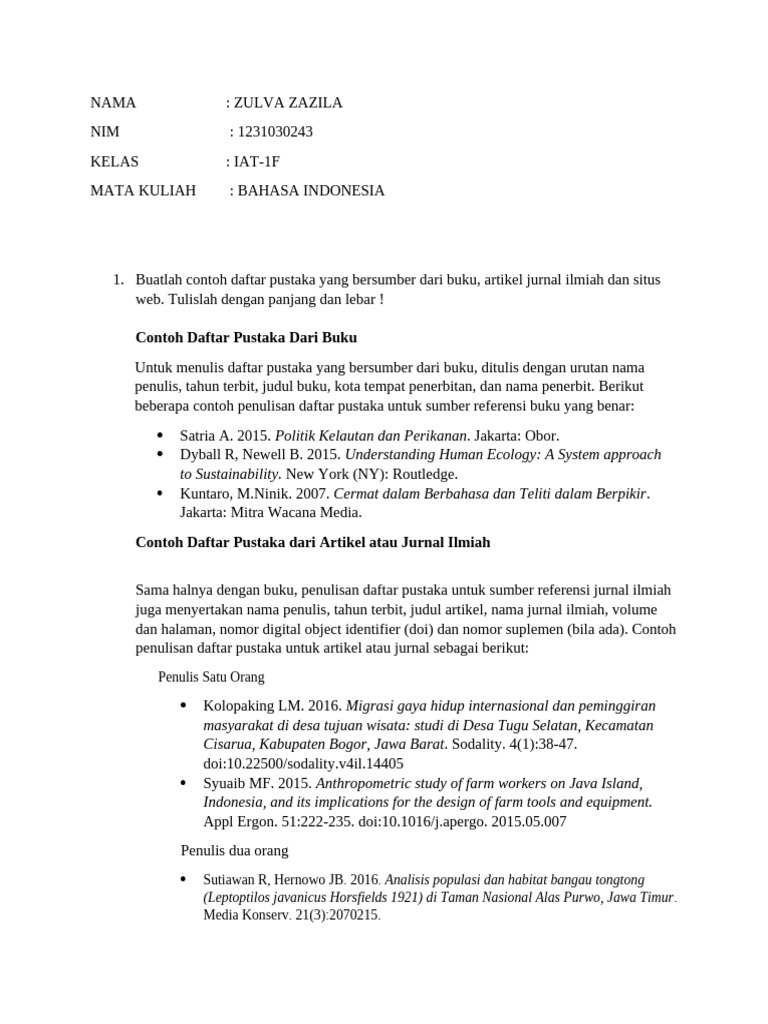 Jawaban Uas Bahasa Indonesia Zuva Zazila | PDF