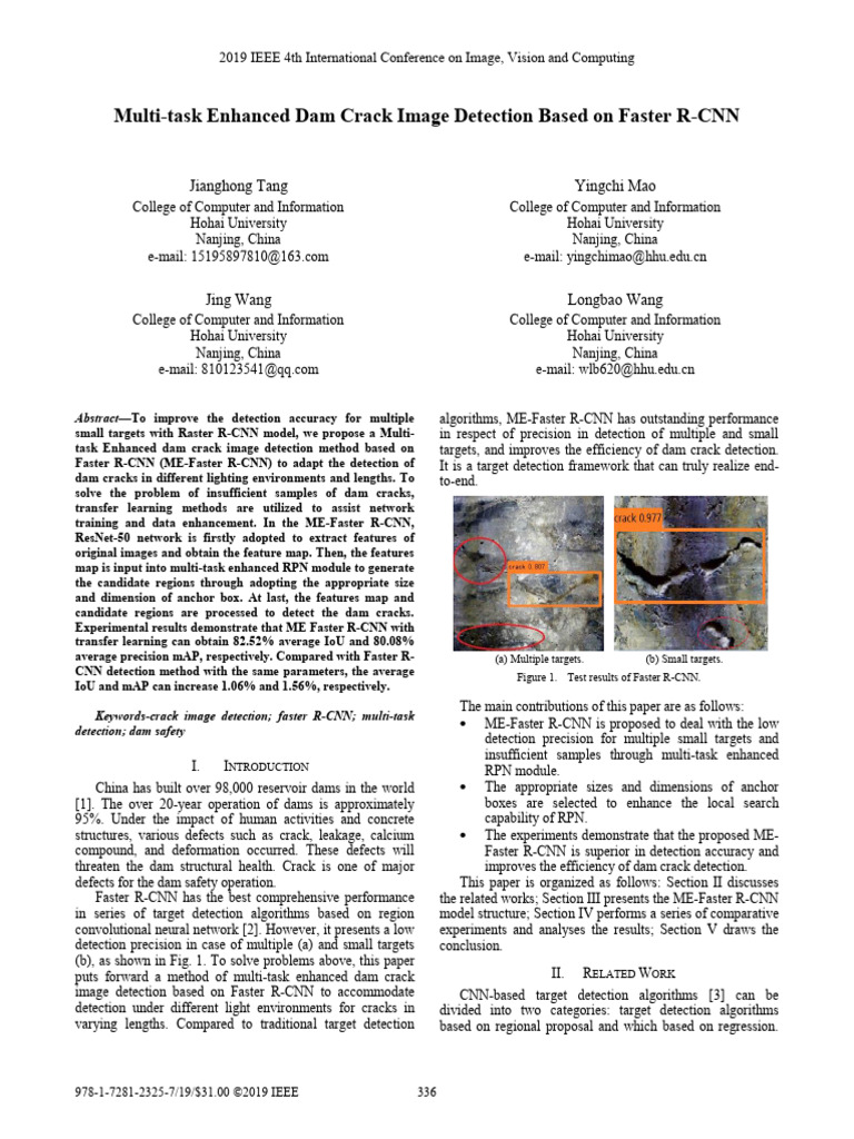 2019multi-Task Enhanced Dam Crack Image Detection Based On Faster R-CNN | PDF | Artificial ...