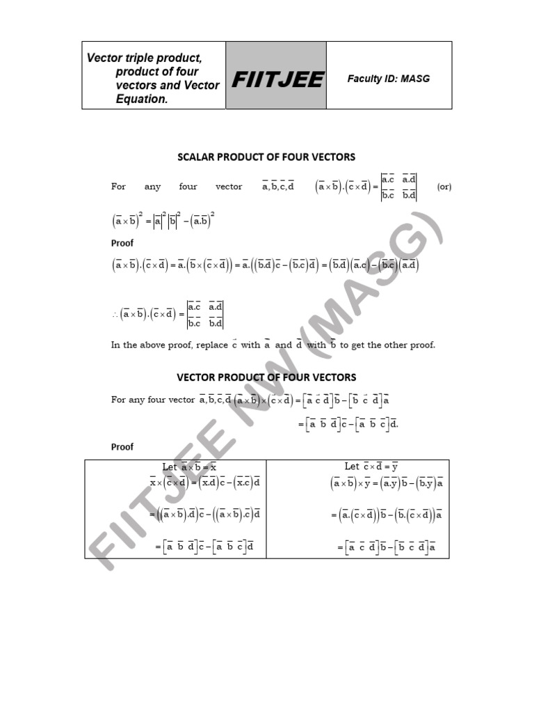 Vectors Multiple Product (MASG) | PDF | Mathematical Objects | Mathematics