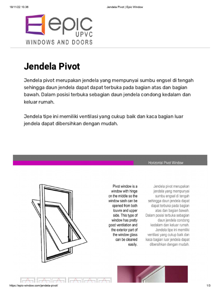 Jendela Pivot - Epic Window | PDF