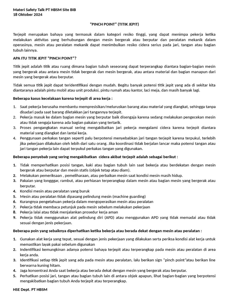 18.10.24 - Titik Jepit or Pinch Point | PDF