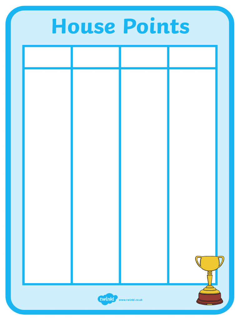 T M 27644 House Points Recording Sheet | PDF