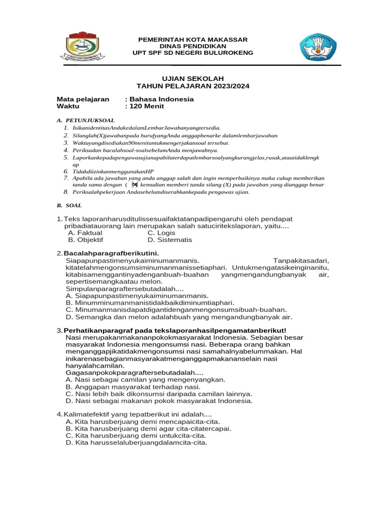 Soal Us Bi TP 2022-2023 | PDF