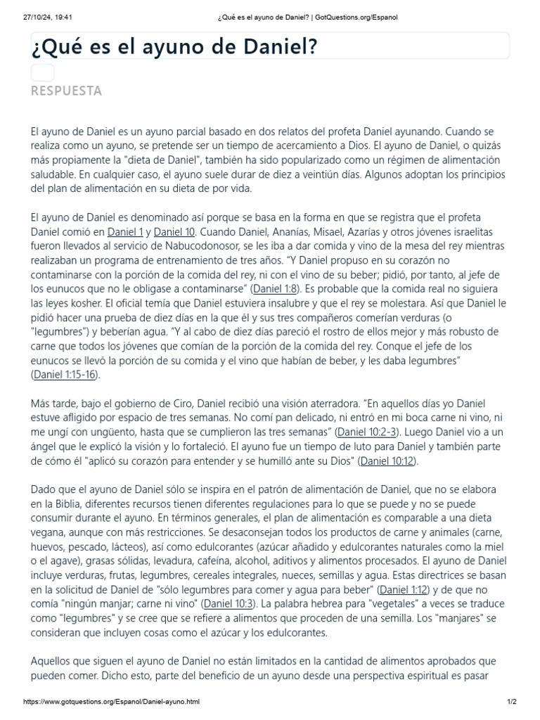 Ayuno de Daniel: Guía y Beneficios | PDF | Daniel (figura bíblica ...