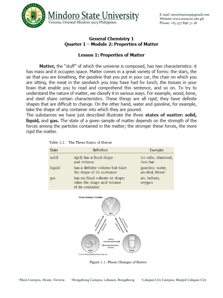 Properties of Matter in Chemistry | PDF | Mixture | Chemical Substances