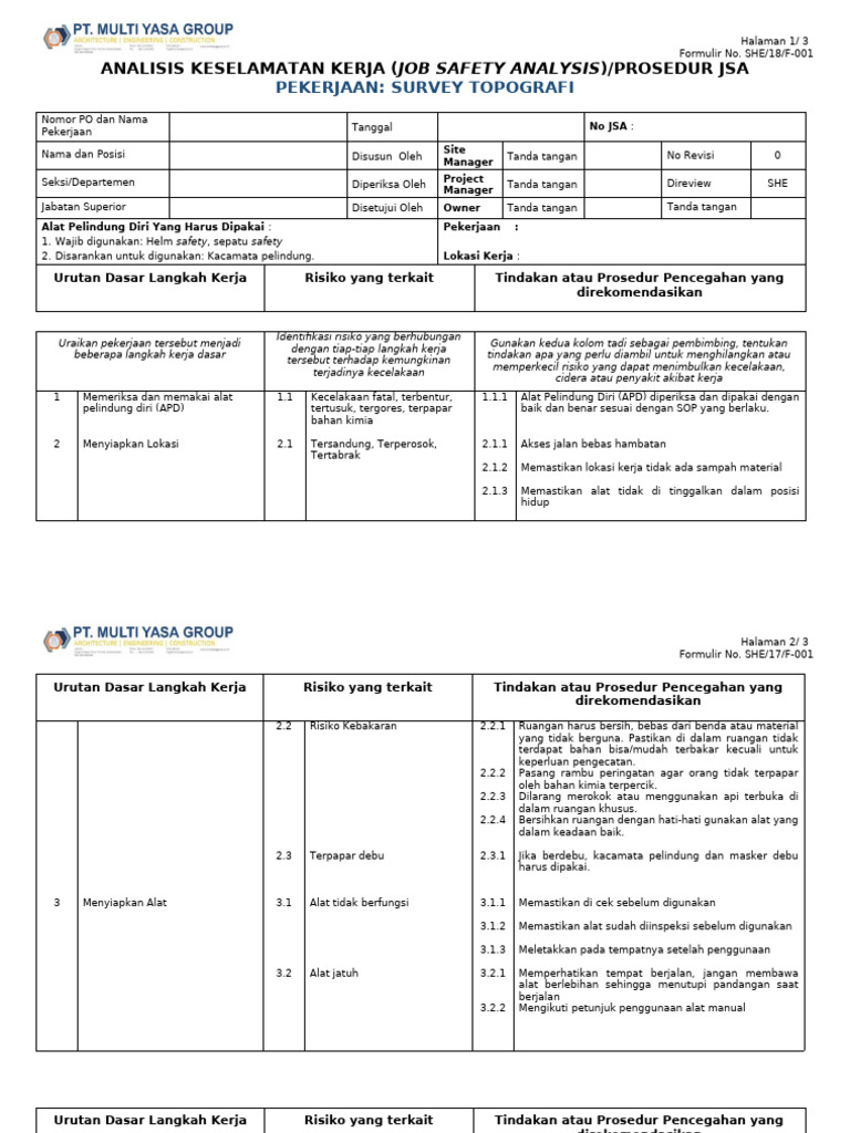 JSA Survey Topografi | PDF