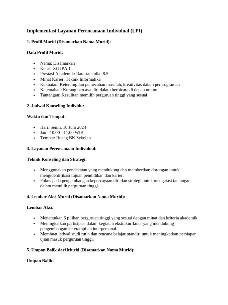 Implementasi Layanan Perencanaan Individual | PDF
