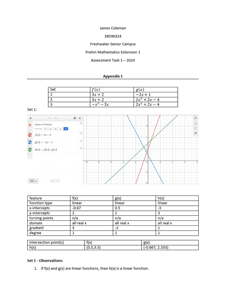 James Coleman Maths Extension Investigation | PDF | Equations | Function (Mathematics)