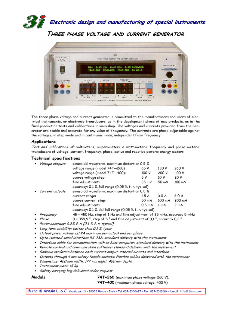 Data Sheet 74T Eng | PDF | Phase (Waves) | Voltage