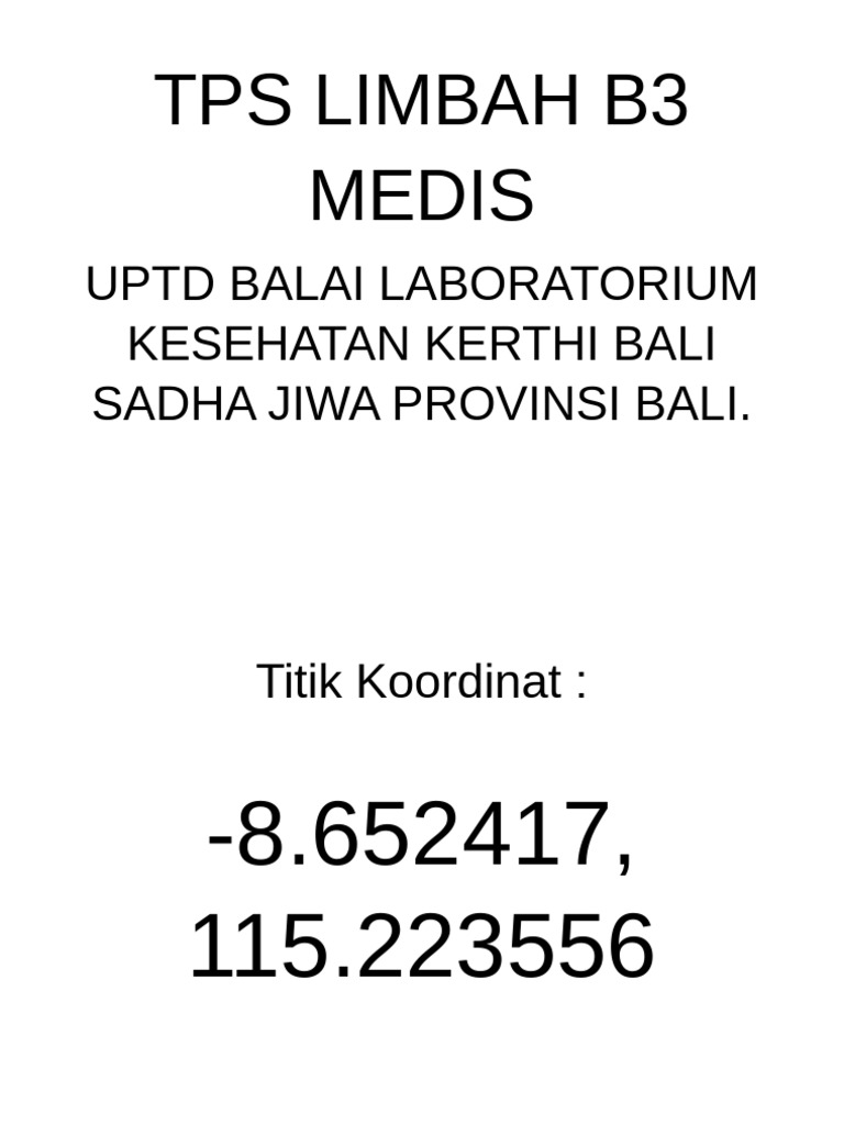 Tps Limbah b3 Medis | PDF