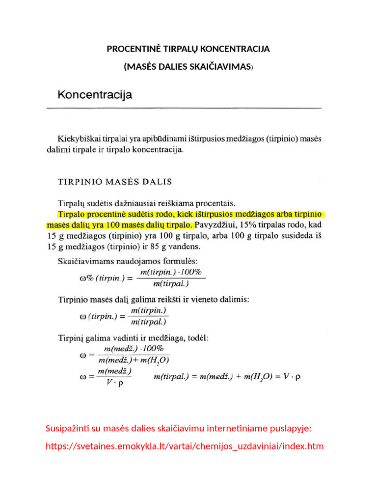 Procentine Tirpalu Koncentracija | PDF