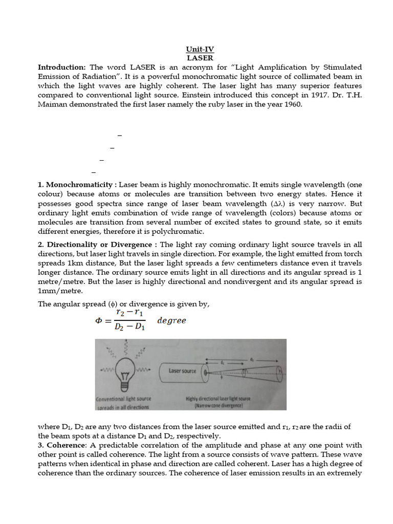 Laser | PDF | Laser | Coherence (Physics)
