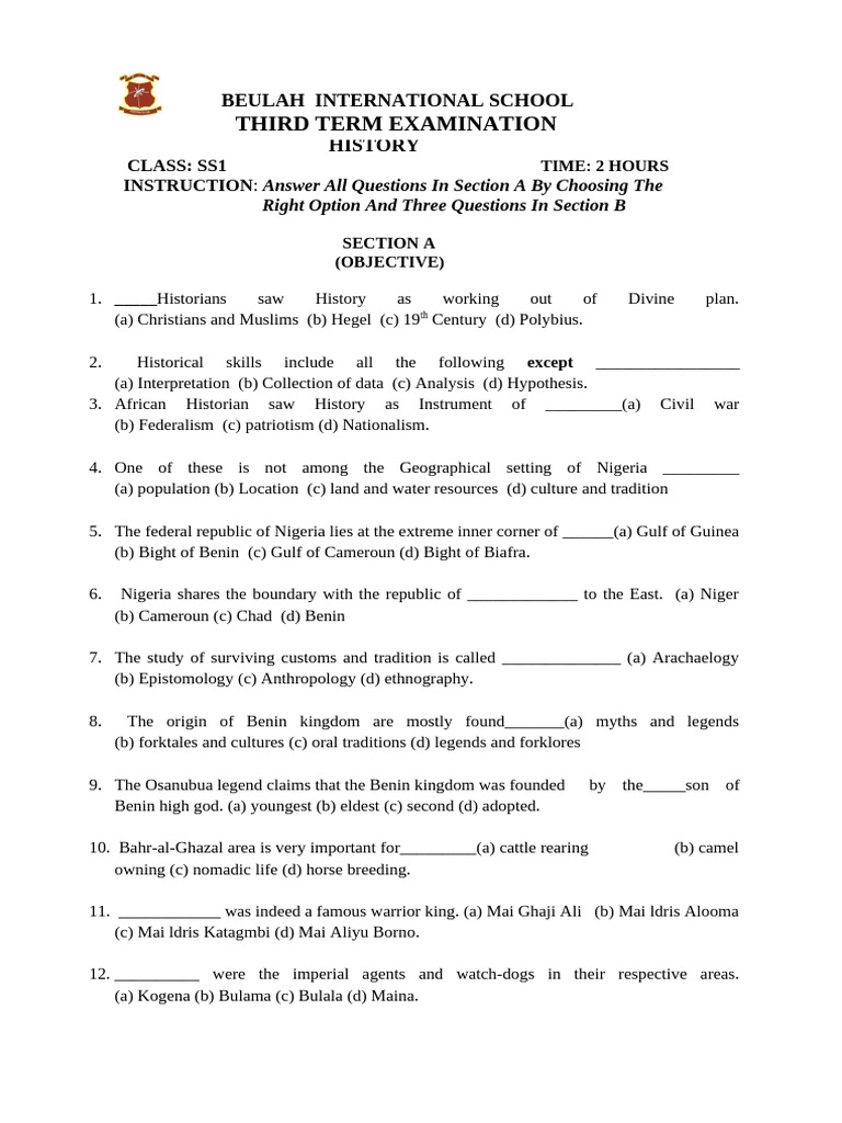 History Third Term 2021 | PDF | Social Science