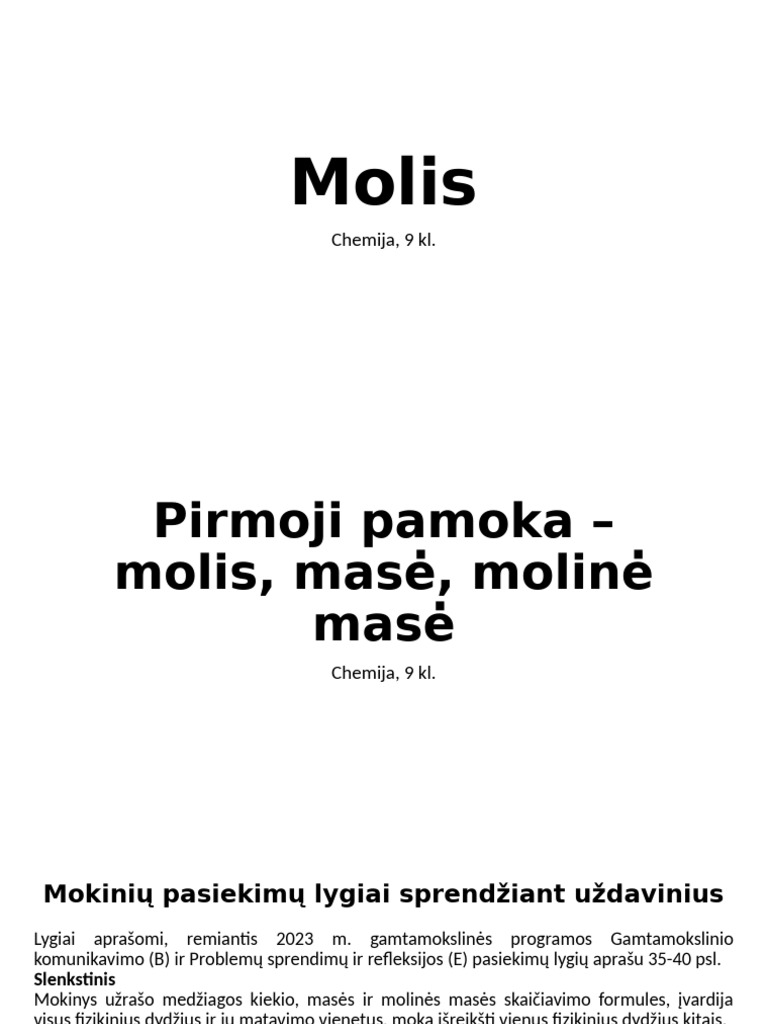 Molis (1 Pamoka) 2 | PDF