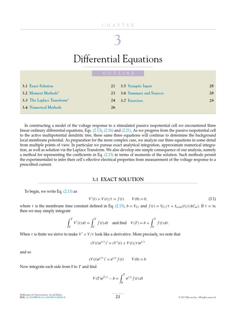 Differential Equations in Neuroscience | PDF | Laplace Transform ...