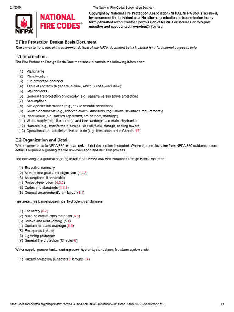 Annex E Fire Protection Design Basis Document | PDF | Firefighting | Fires