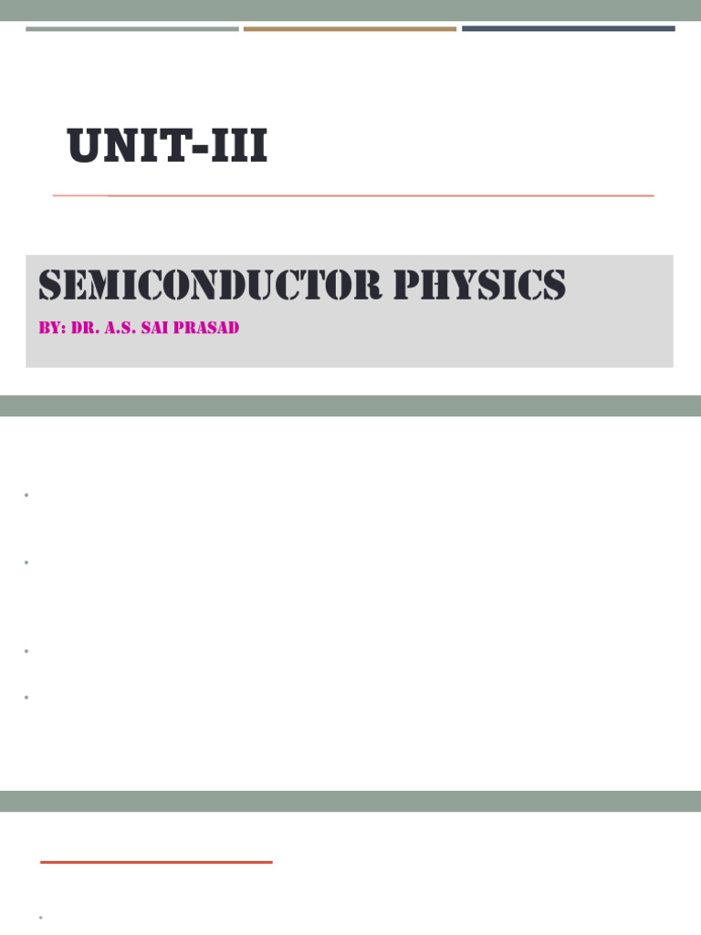 Semiconductor Physics - 2024 | PDF | Doping (Semiconductor) | Semiconductors