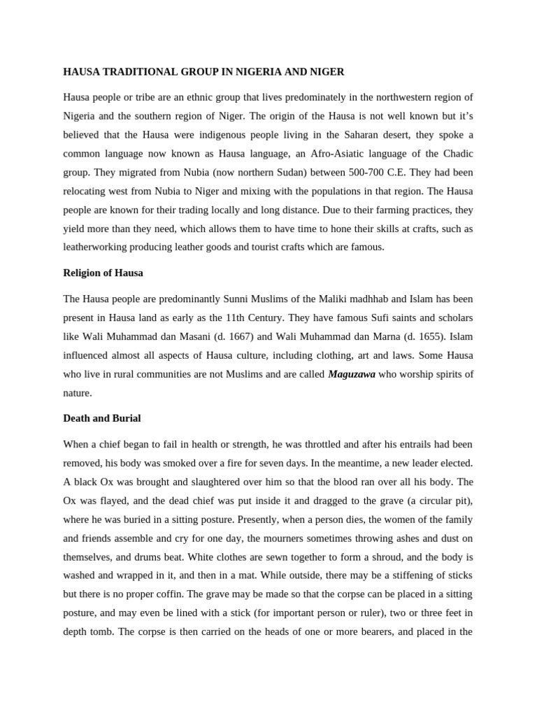 Hausa Traditional Group in Nigeria and Niger | PDF