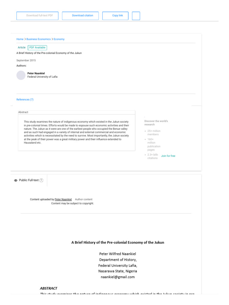 (PDF) A Brief History of The Pre-Colonial Economy of The Jukun | PDF ...