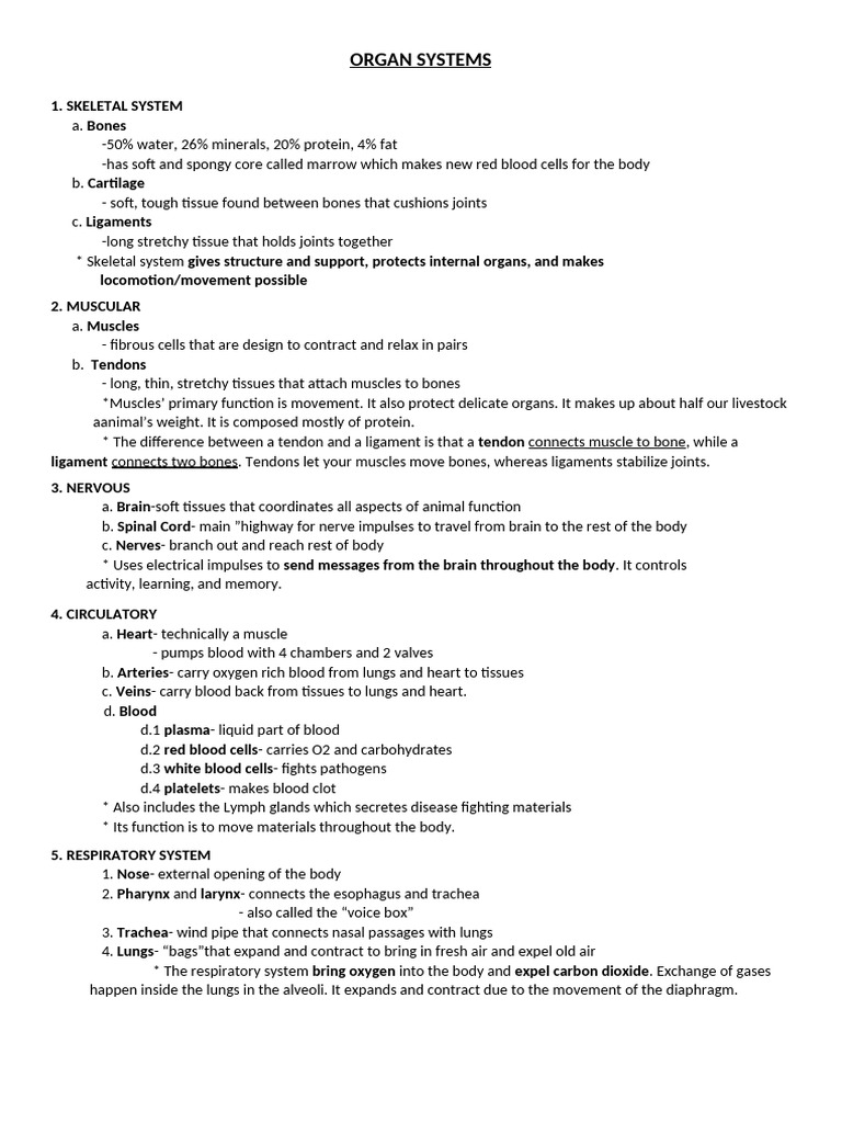 LESSON-6-ORGAN-SYSTEMS | PDF | Human Body | Blood