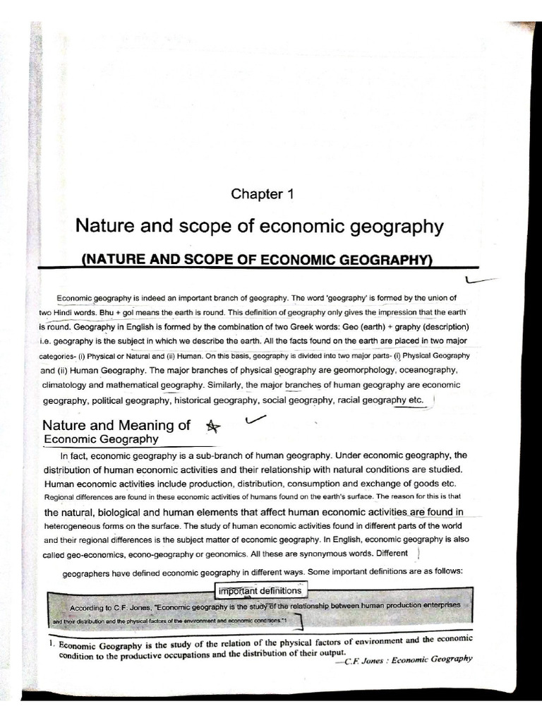 Geo ch-1 Nature and Scope of Economic Geography | PDF