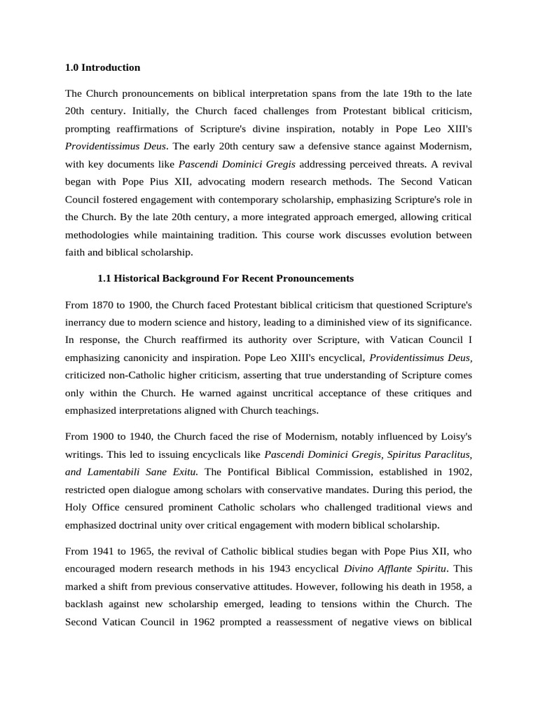 Church Evolution in Biblical Interpretation | PDF | Catholic Church | Bible