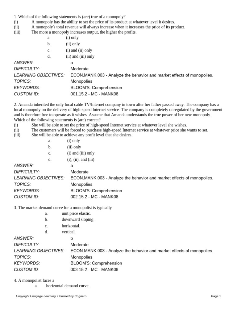 Sec 15.2 MC How Monopolies Make Production and Pricing Decisions | PDF ...