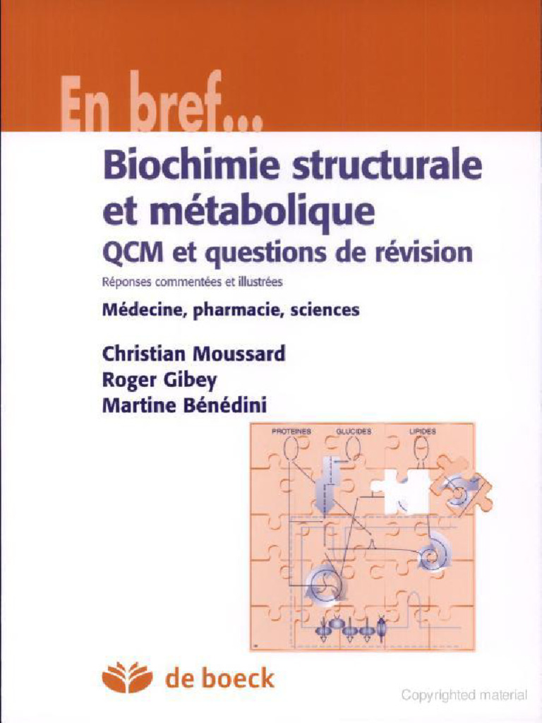 Biochimie Structurale Et Métabolique - QCM Et Questions de Révision | PDF
