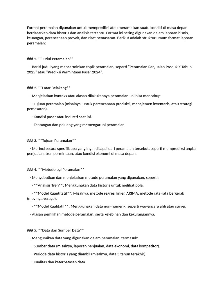 Format Peramalan Digunakan Untuk Memprediksi Atau Meramalkan Suatu Kondisi Di Masa Depan ...