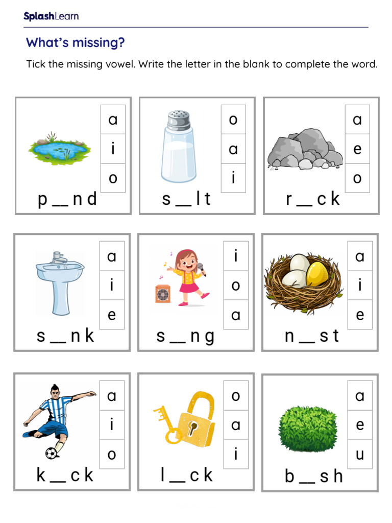 Reading Worksheet - Fill in The Missing Vowel | PDF