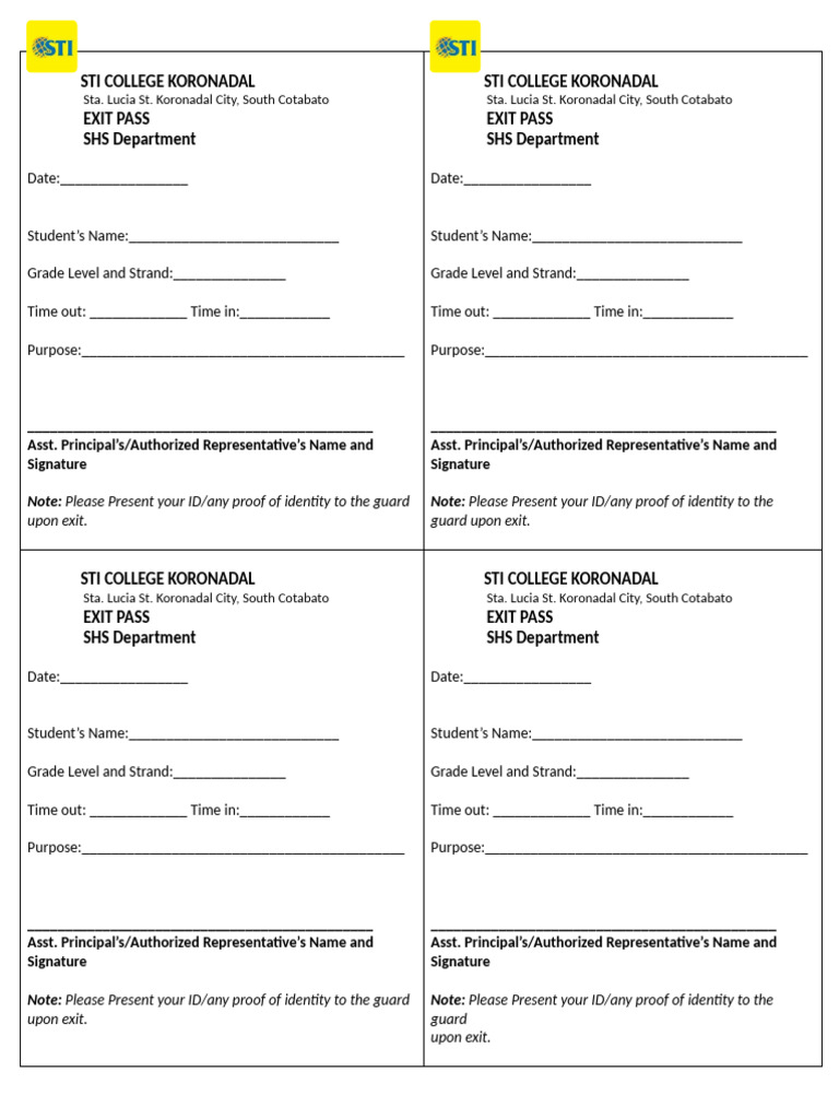 SHS Exit Pass | PDF | Authentication | Government Information
