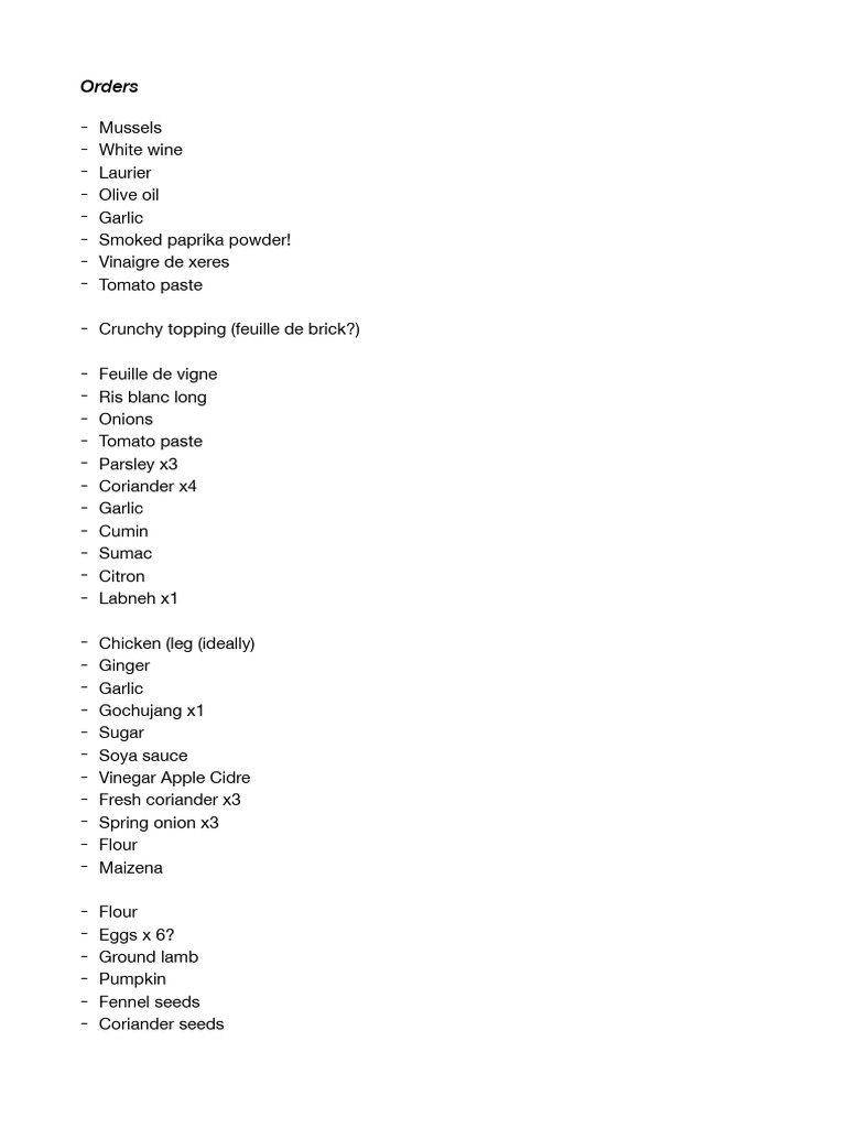 Liste de Commande | PDF