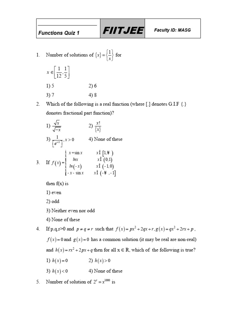 FN Quiz 1 | PDF | Trigonometric Functions | Discrete Mathematics