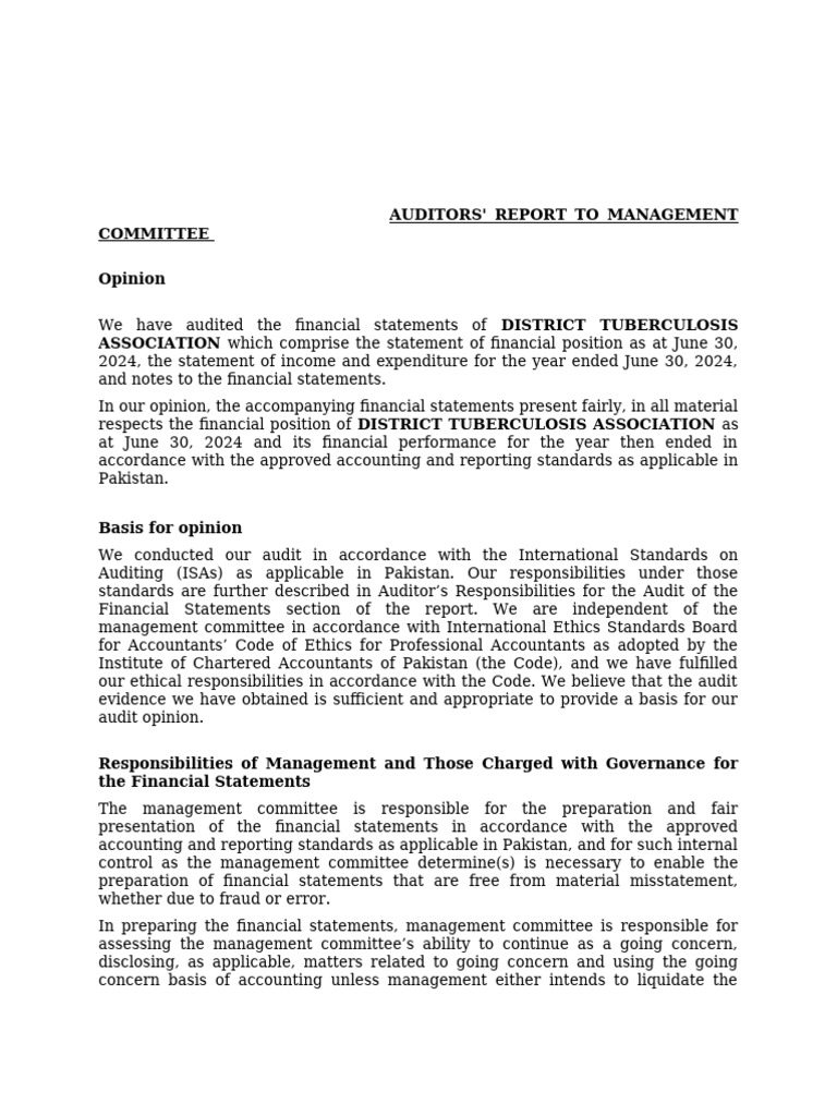 1.3 - Audit Report TDTA 2024 PKF | PDF | Audit | Going Concern