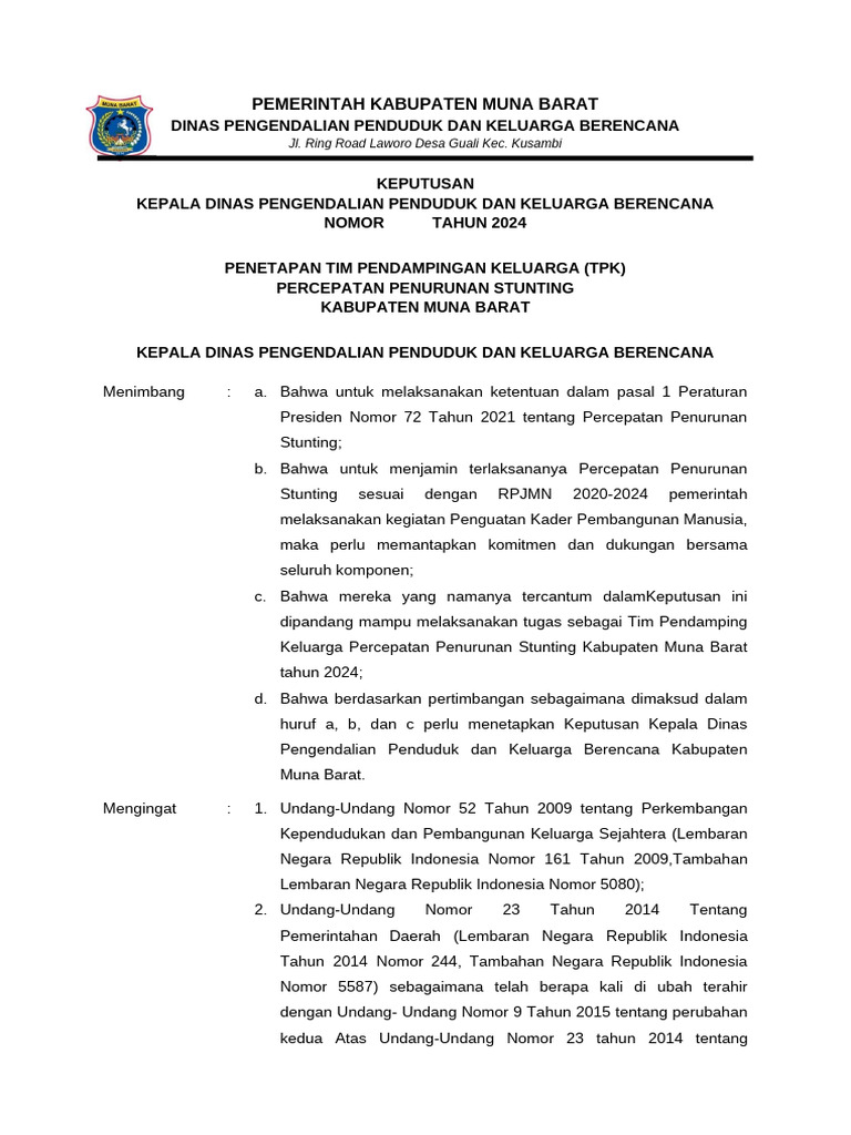 SK SUSUNAN PENETAPAN TPK 2024 Fix - 100817 | PDF | Kesehatan Holistik