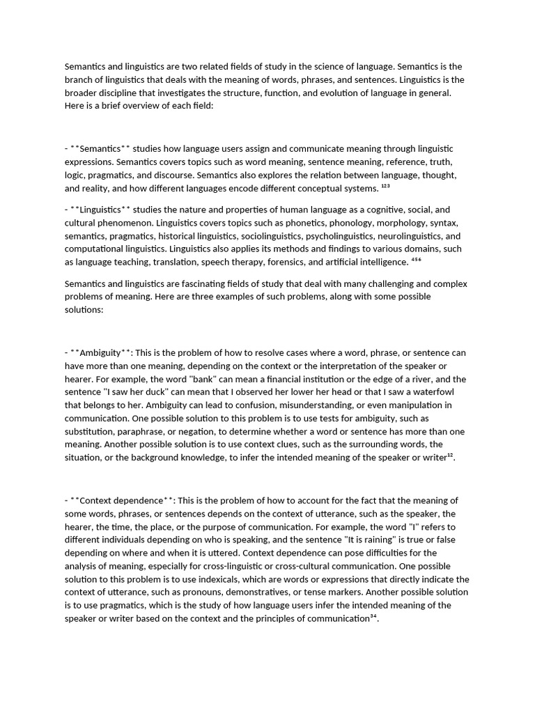 Semantics and Linguistics | PDF | Linguistics | Semantics