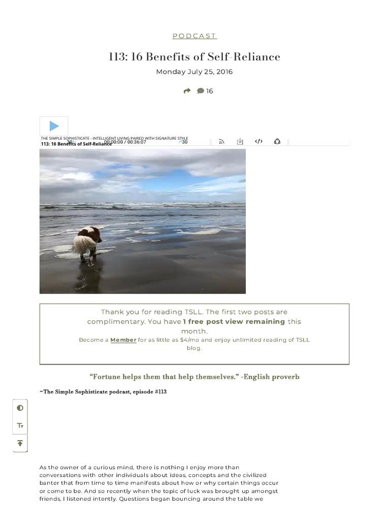 113 - 16 Benefits of Self-Reliance - The Simply Luxurious Life® | PDF ...