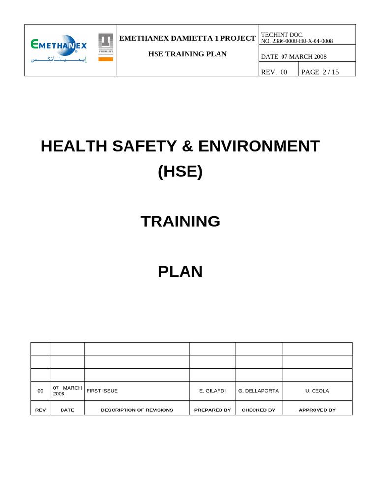 HSE Training Plan for Contractors | PDF | Emergency | Emergency Management