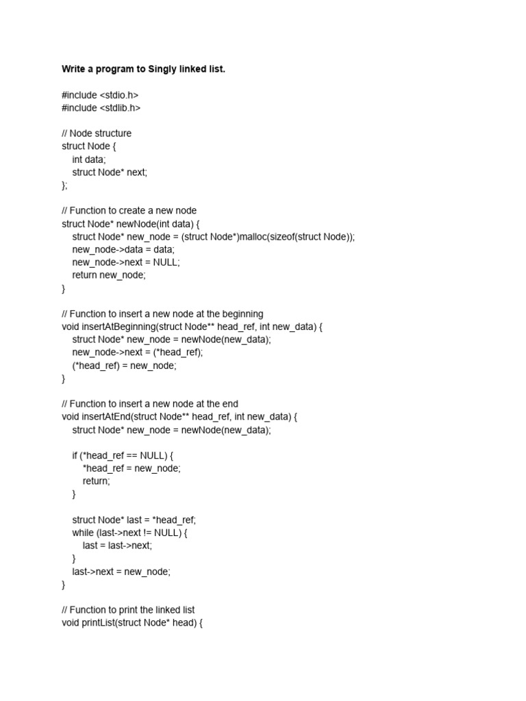 Intro to Singly Linked Lists | PDF | Teaching Methods & Materials ...