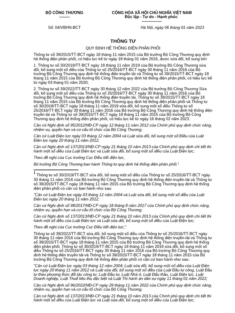 04 - VBHN-BCT - 550704-Vietnam Grid Code - Vietnamese | PDF