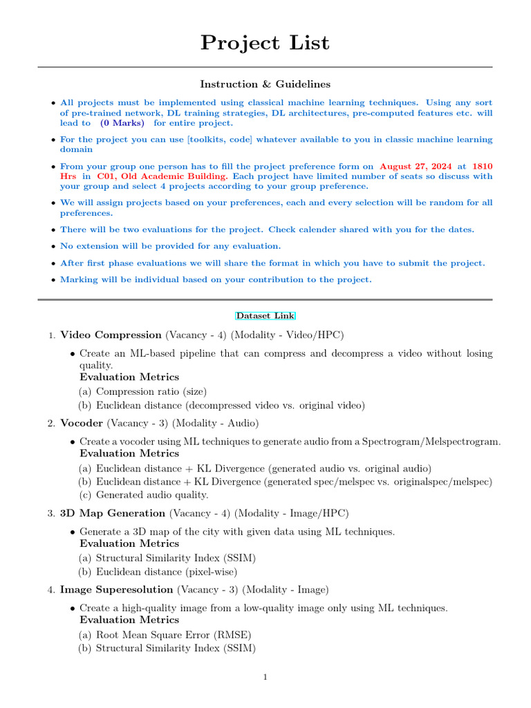 project_list | PDF | Accuracy And Precision | Data Compression