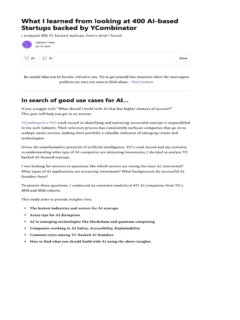 Y Combinator Analysis | PDF