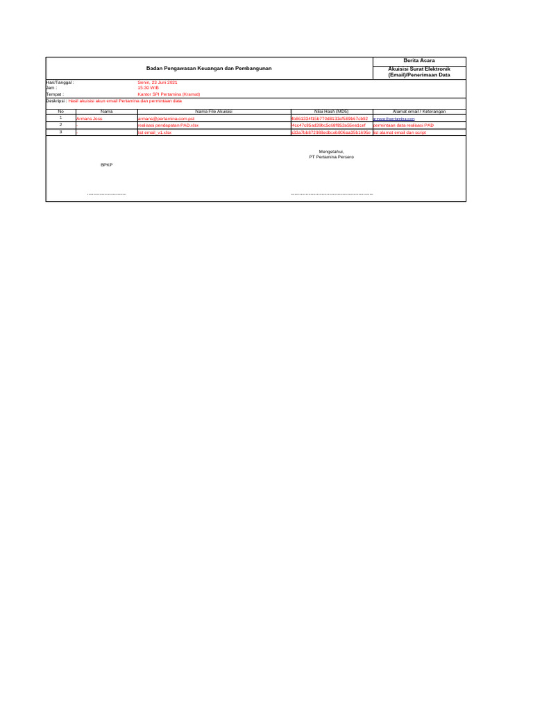 Form BA Akuisisi Data - Email | PDF